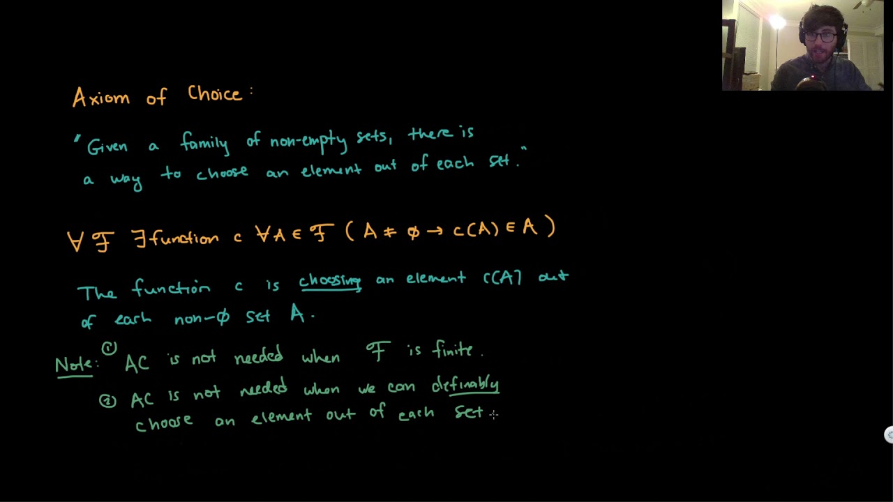 (Axiomatic Set Theory, 10) The Axiom of Choice - YouTube