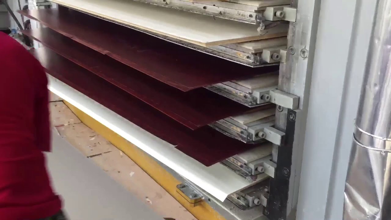 8 Layers hydraulic laminate hot press machine for plywood - YouTube