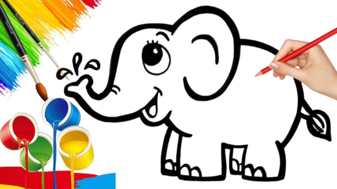 How to draw elephant for kids | How to draw elephant | kids Drawing ...