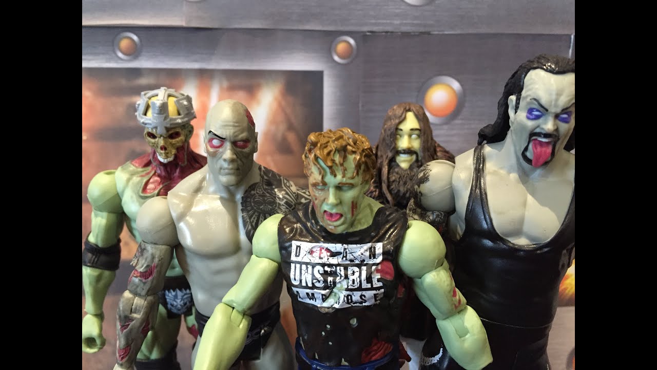 WWE Mattel Zombies Series 1 wrestling figure review Rock, Dean Ambrose ...