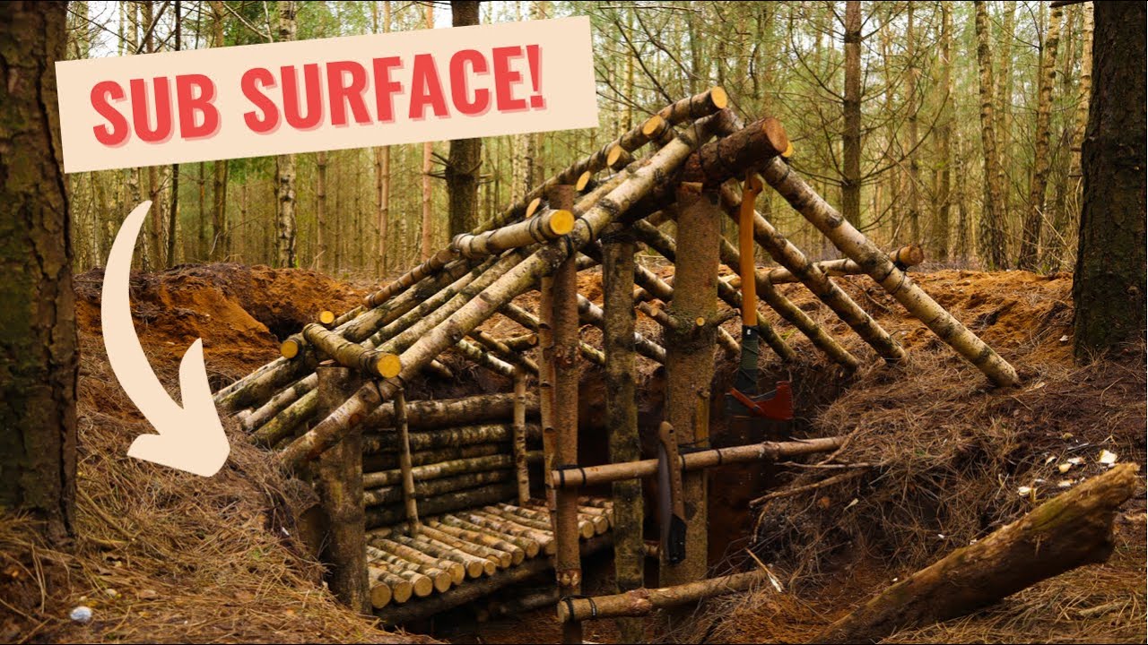 UK Bushcraft Survival Bunker Build With Hand Tools And A Wild camp ...