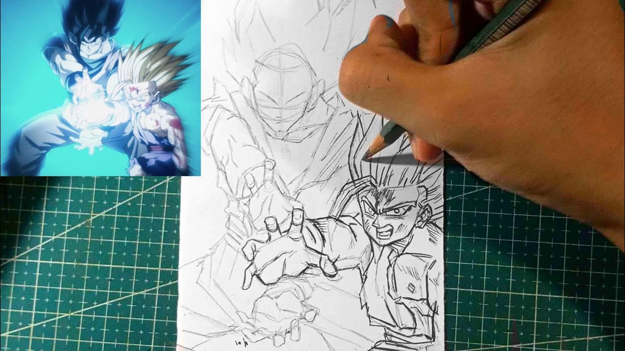 How To Draw GOKU & GOHAN Father Son KAMEHAMEHA Step by Step - Dragon ...
