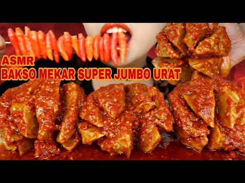 ASMR 3 BAKSO MEKAR URAT SUPER JUMBO SEBESAR KEPALA BAYI + SATE CABE ...