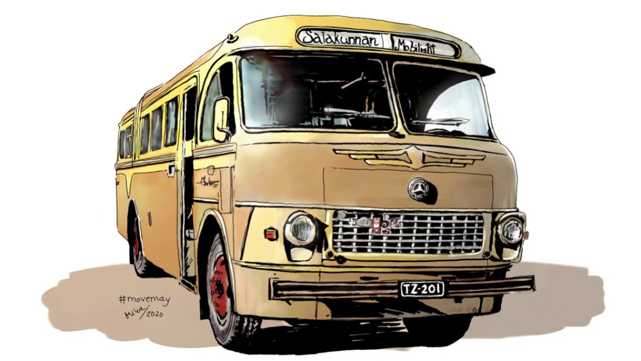 Drawing an Old Mercedes-Benz Bus | reMarkable paper | Time-lapse - YouTube