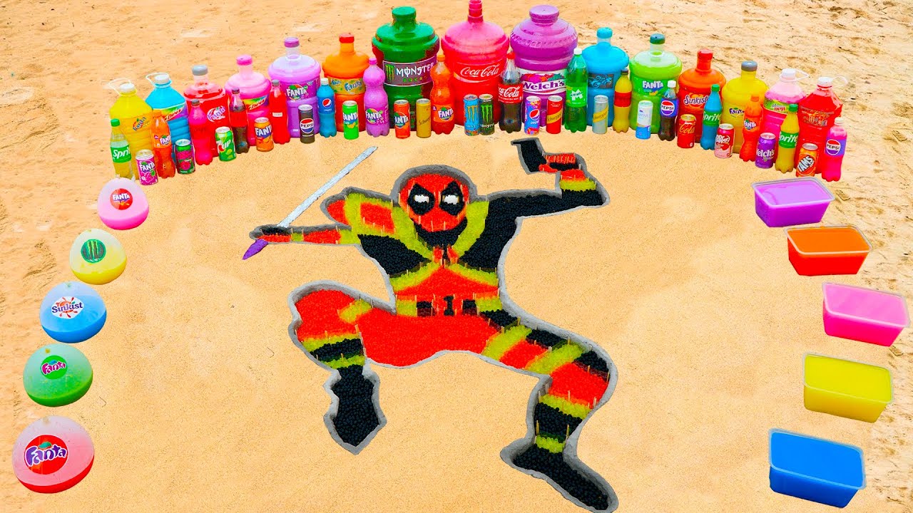 How to make Rainbow Deadpool with Orbeez, Big Balloons Fanta, Coca Cola ...