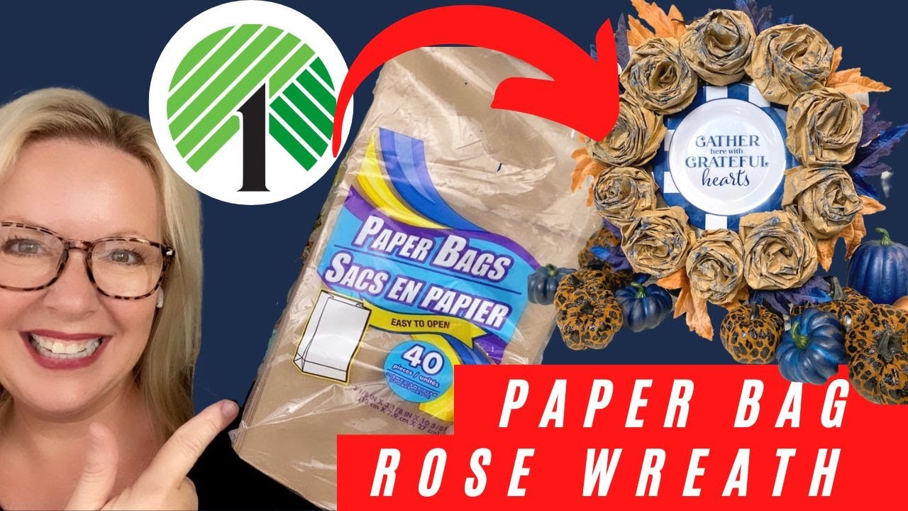 🍁Super Cute EASY Fall Paper Rose Wreath Tutorial 🍁 Dollar Tree Fall DIY ...