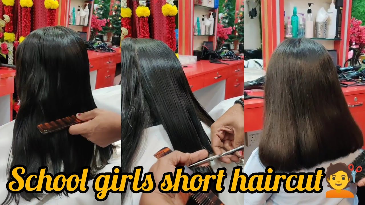 School girls short haircut💇 | Indian girls and women hair cutting vlogs ...