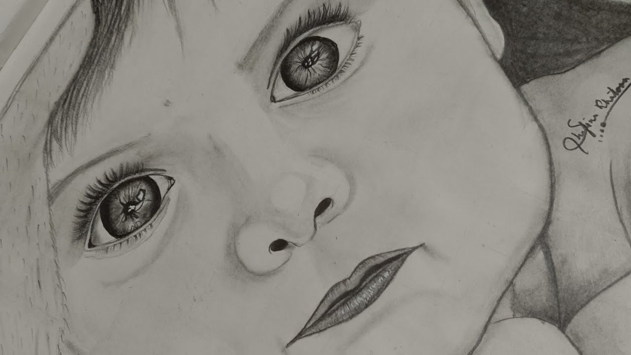 Easy Baby drawing sketch || New born baby drawing step by step|| How to ...