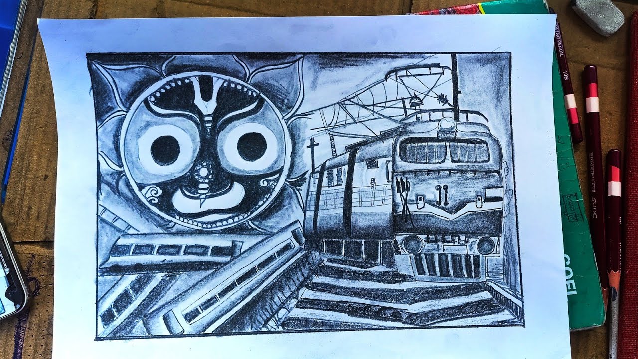 sketch of train accident#simple drawing#the art creative class - YouTube