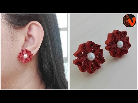 How to make Quilling Stud Earrings / Quilling Jewellery Making / Design ...