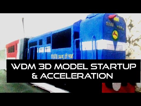 WDM 3d model locomotive startup and accelerating with a lhb coach model ...