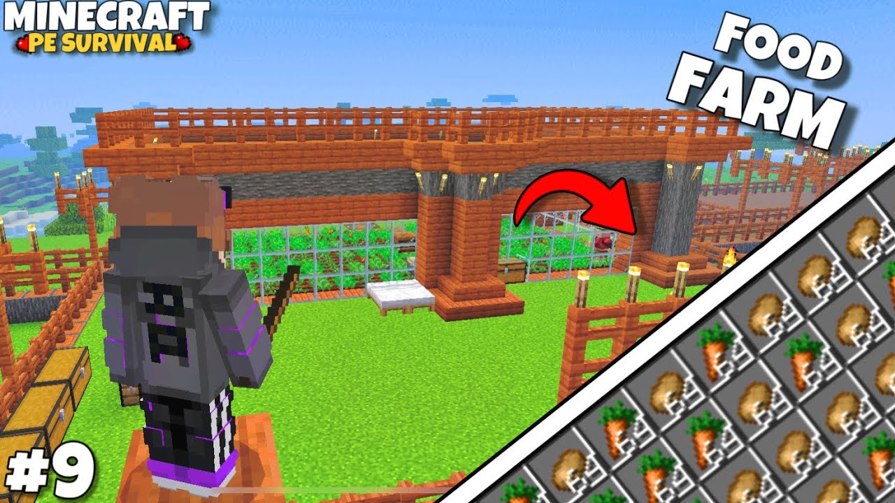 Minecraft pe 1.20 simple and best Food Farm || minecraft pe survival ...