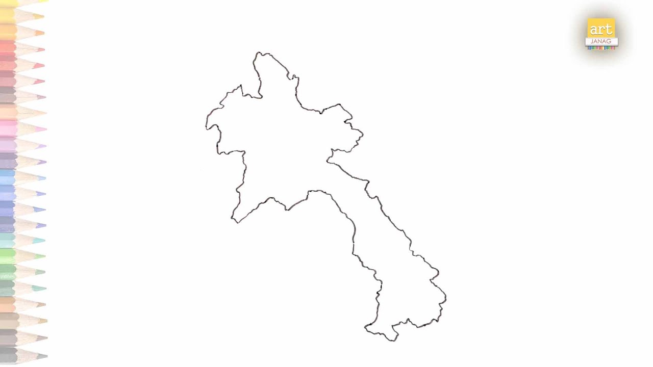 Laos Map outline | How to draw Laos Map step by step | Map drawing tutorials |easy drawing ...