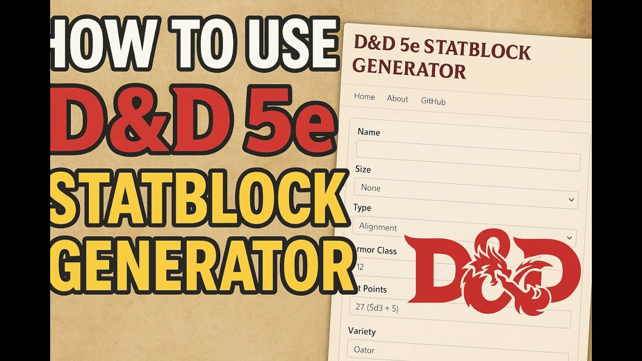 Stat Block Generator. Dnd Tips - YouTube