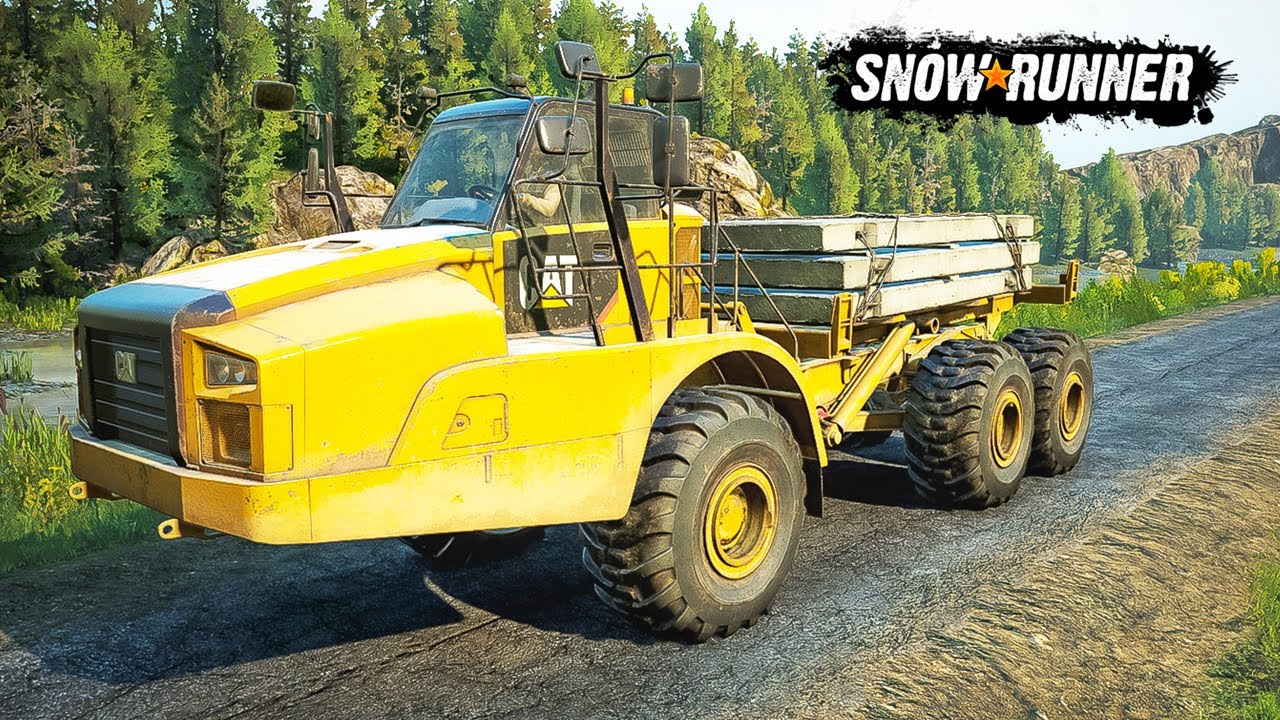 Caterpillar 745C Test (snow, mud) - SnowRunner - YouTube