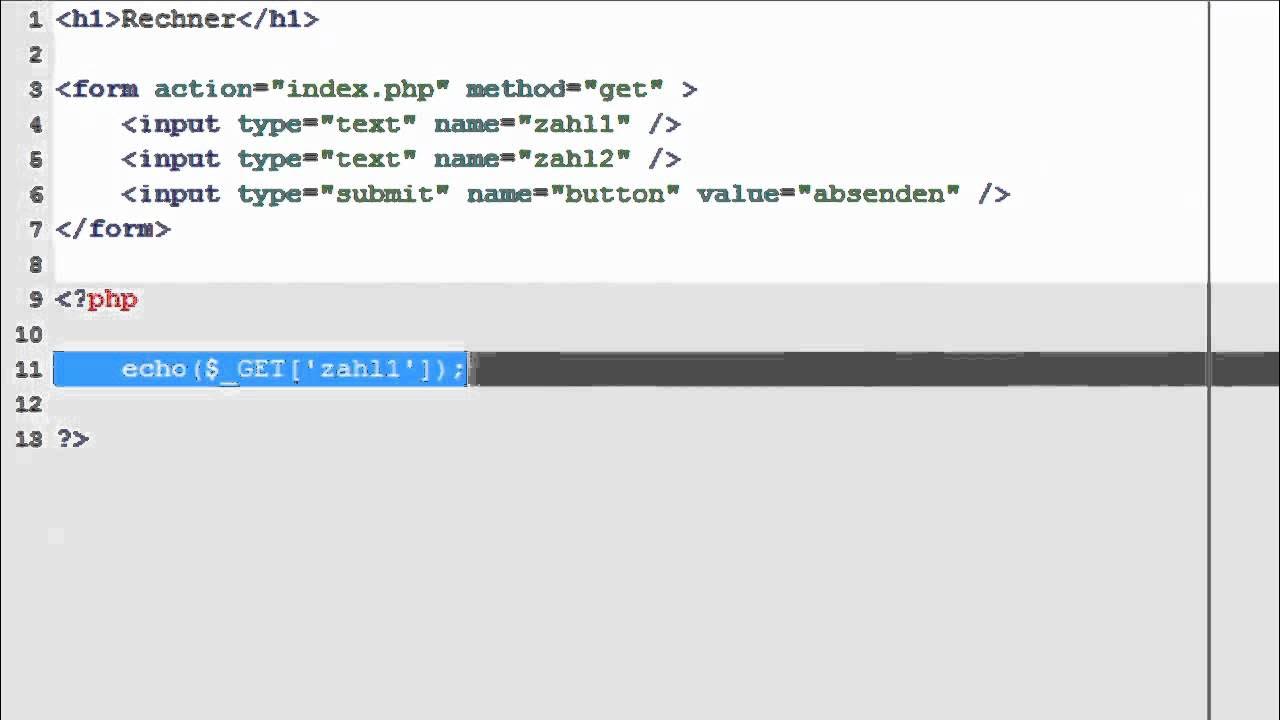 PHP Tutorial Teil 2 - Formulare auswerten, Variablen und if-Schleifen (Deutsch/German) - YouTube
