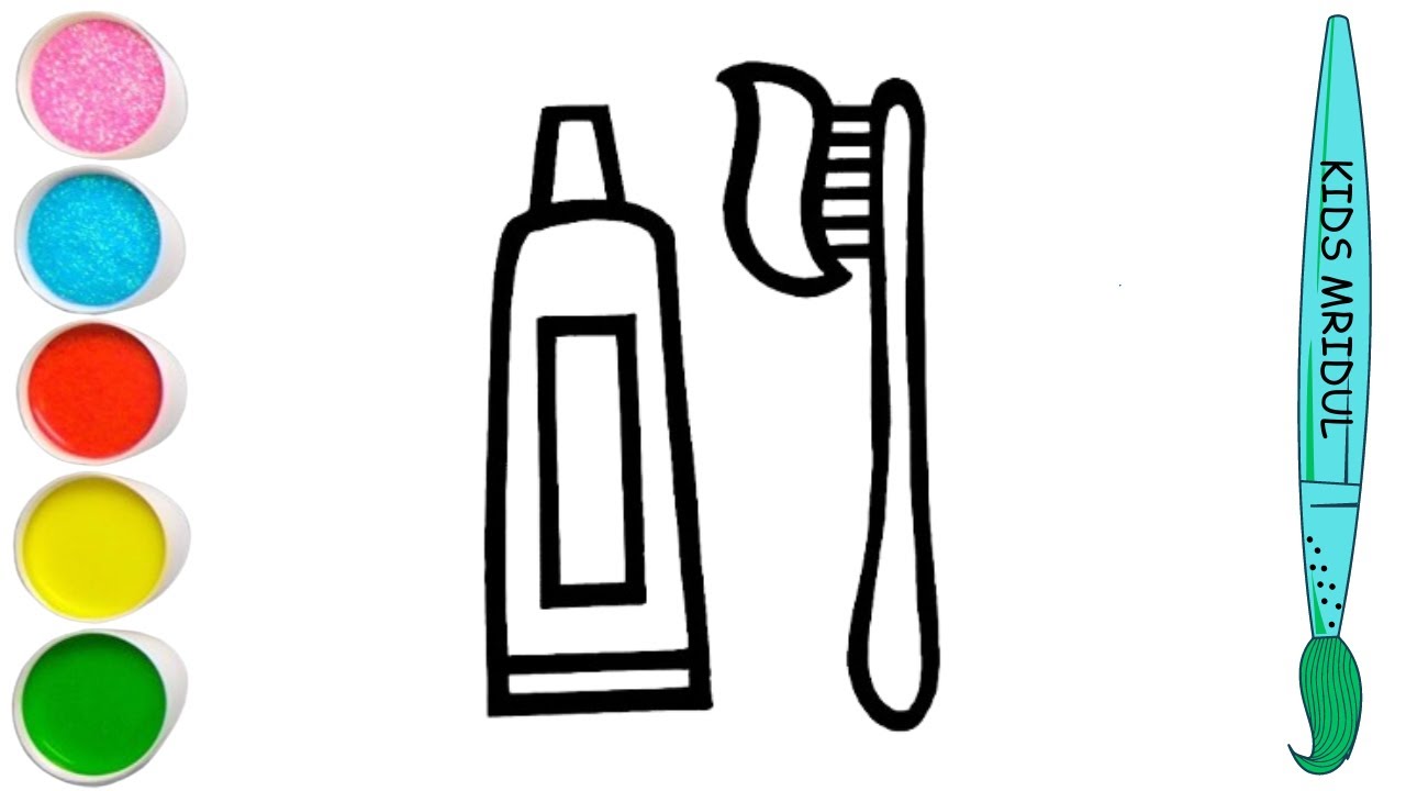 Tooth Paste And Brush Drawing easy for kids and Toddlers || Simple ...