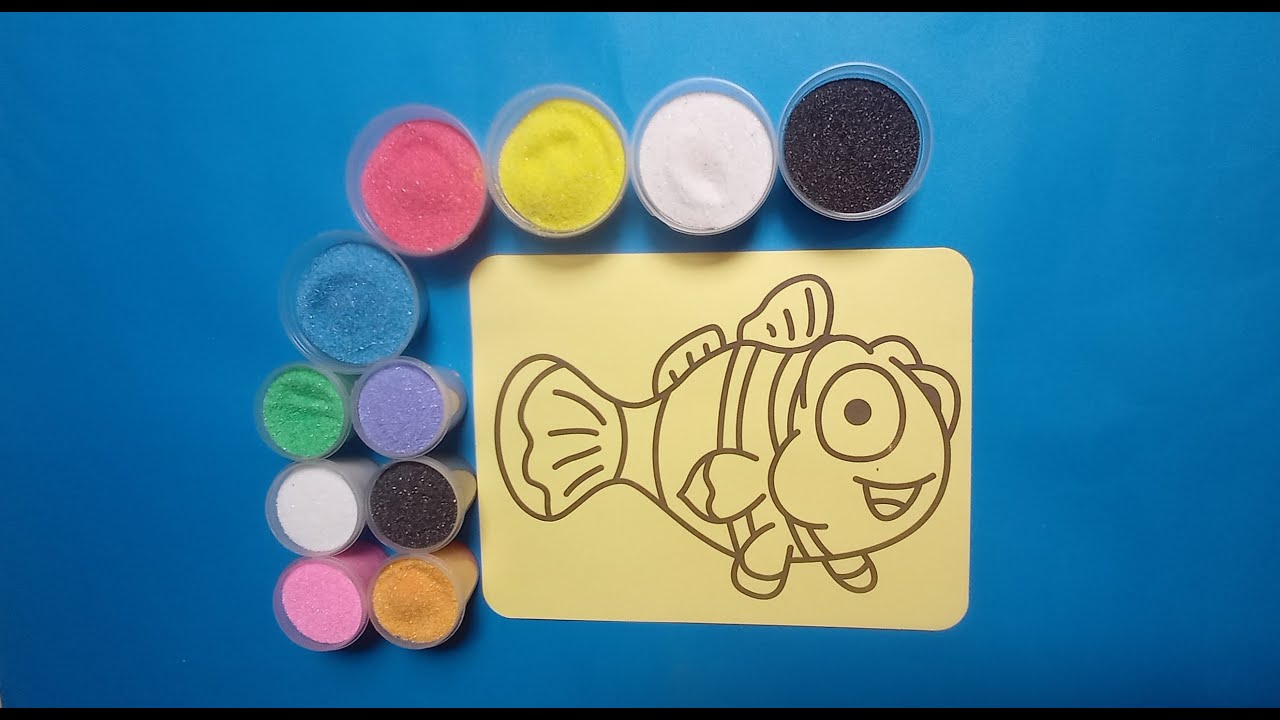 Goldfish coloring using color sand|Sand painting|Sand art|Kinetic sand ...