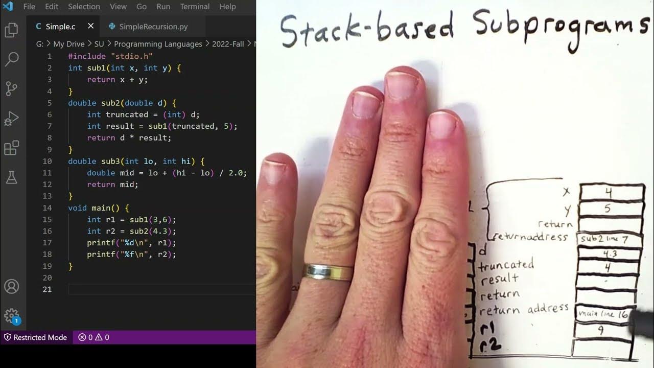 Stack-based Subprogram Implementation to Enable Recursive Subprograms - YouTube