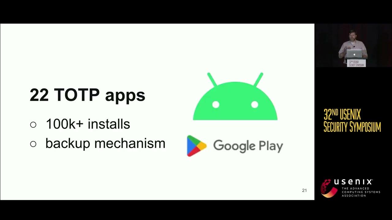 USENIX Security '23 - Security and Privacy Failures in Popular 2FA Apps - YouTube