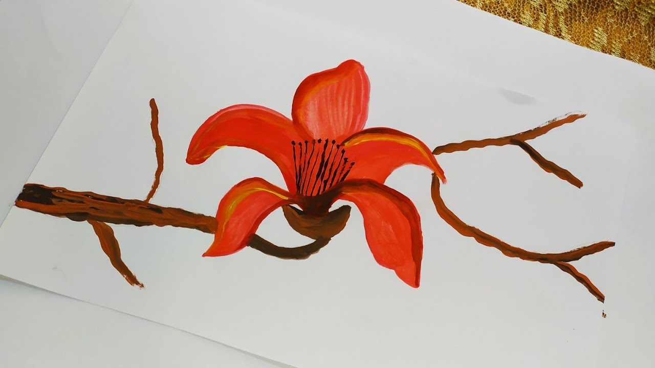 Easy Shimul Ful Drawing|| Water Colour Painting || Shato's Creations ...