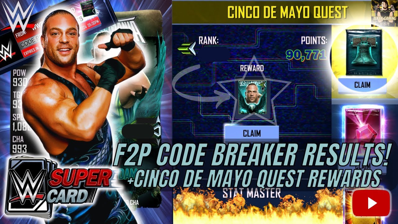 MY F2P CODE BREAKER RESULTS! + CINCO DE MAYO QUEST REWARDS! WWE ...