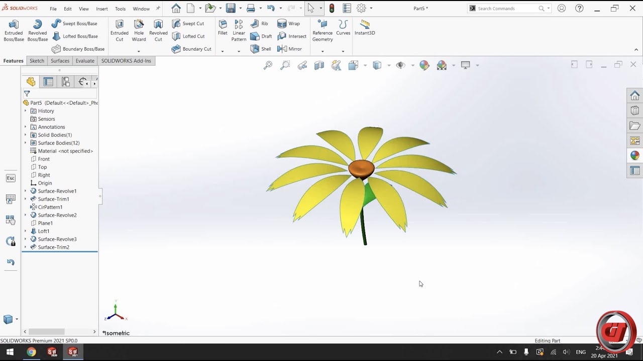 SOLIDWORKS Design Tutorial | Flower | CSTI Designs - YouTube