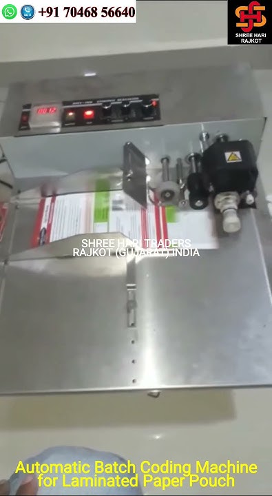 Automatic Batch Coding Machine for paper laminated pouch in Rajkot Mo: 070468 56640 - YouTube