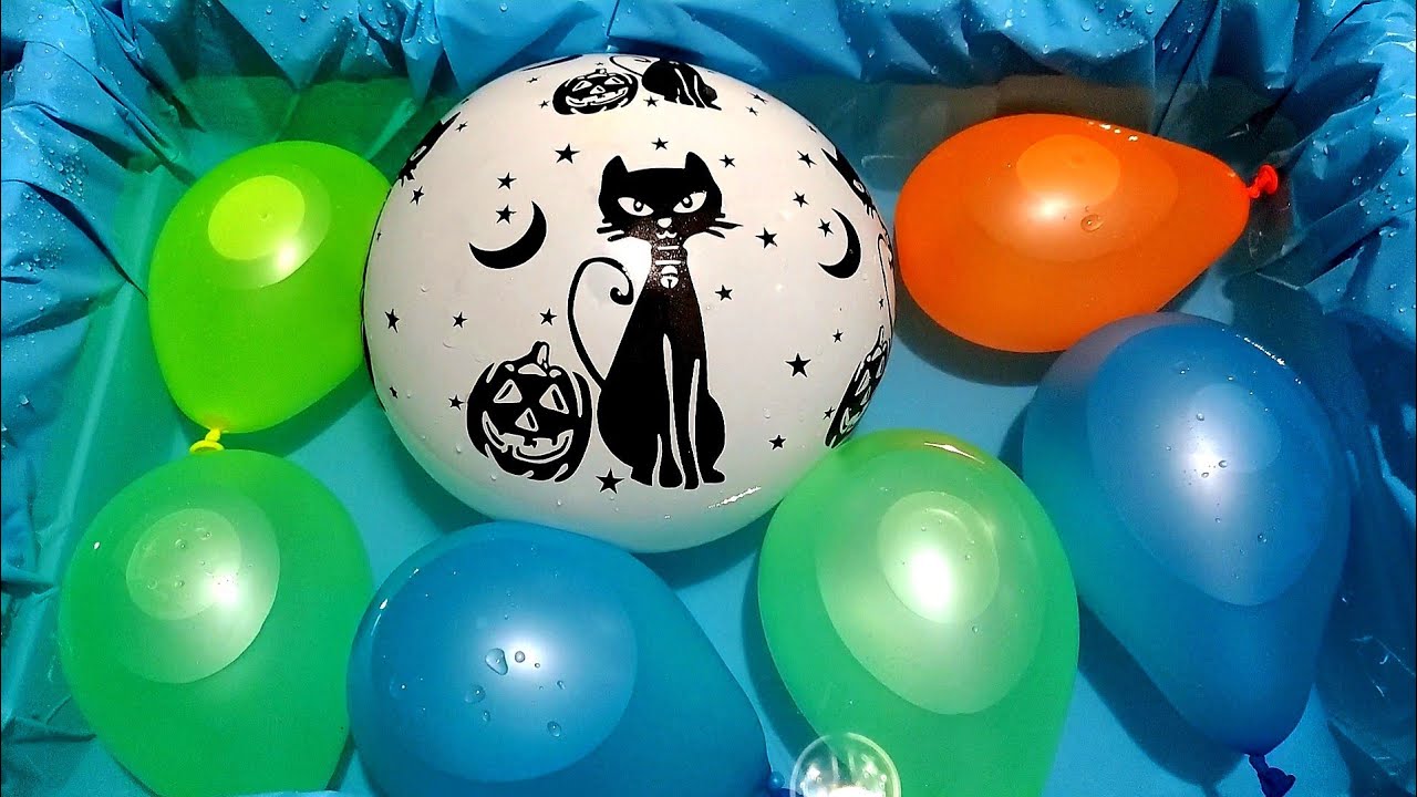 FUN HALLOWEEN CAT WATER BALLOON POPS!!! - YouTube