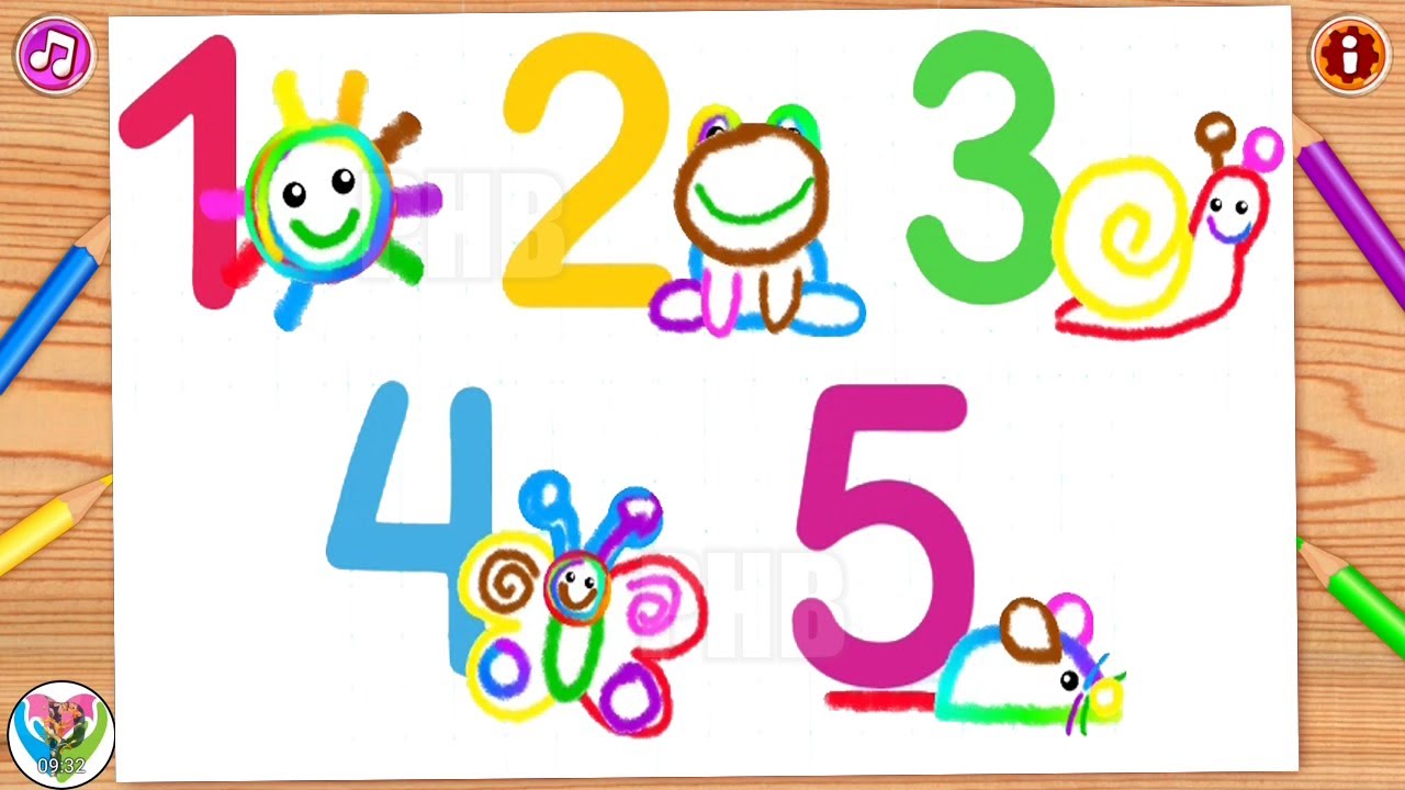 Super Numbers 1 to 5 - Learn to Draw Numbers for Kids 2 - YouTube