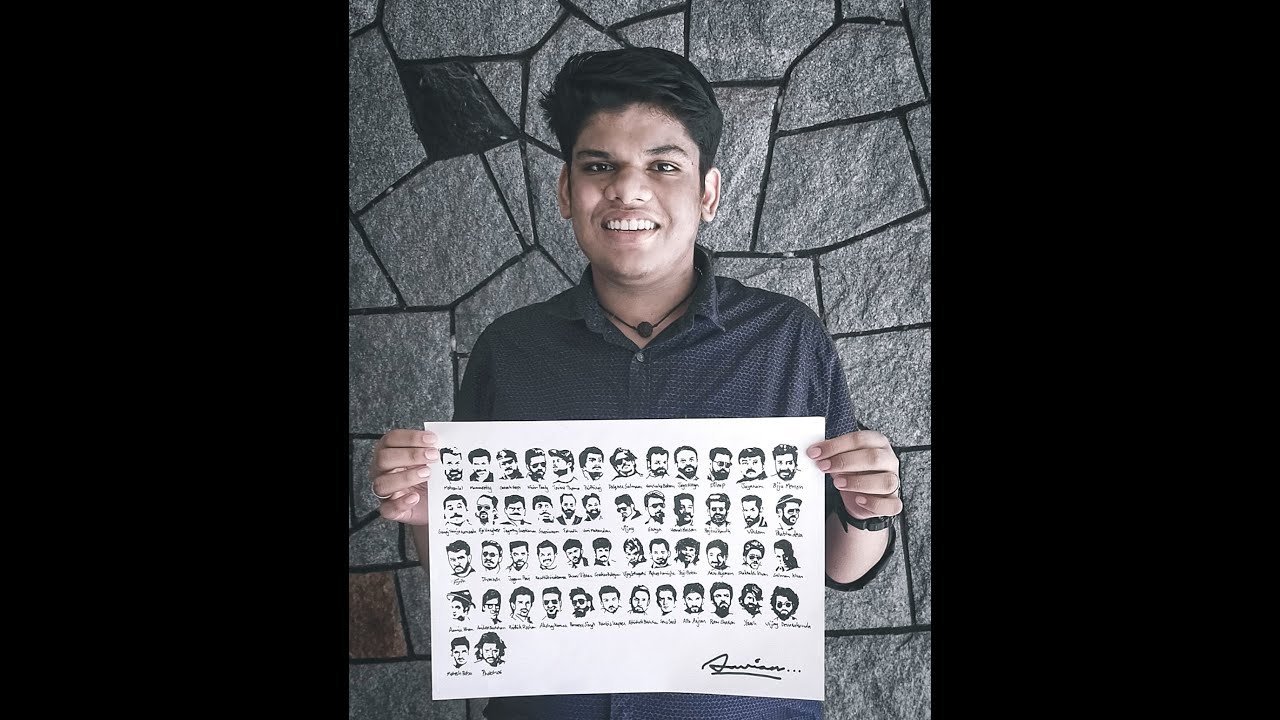 YOUNGEST TO DRAW 50 STENCIL PORTRAITS OF FAMOUS ACTORS ON AN A4 SHEET ...