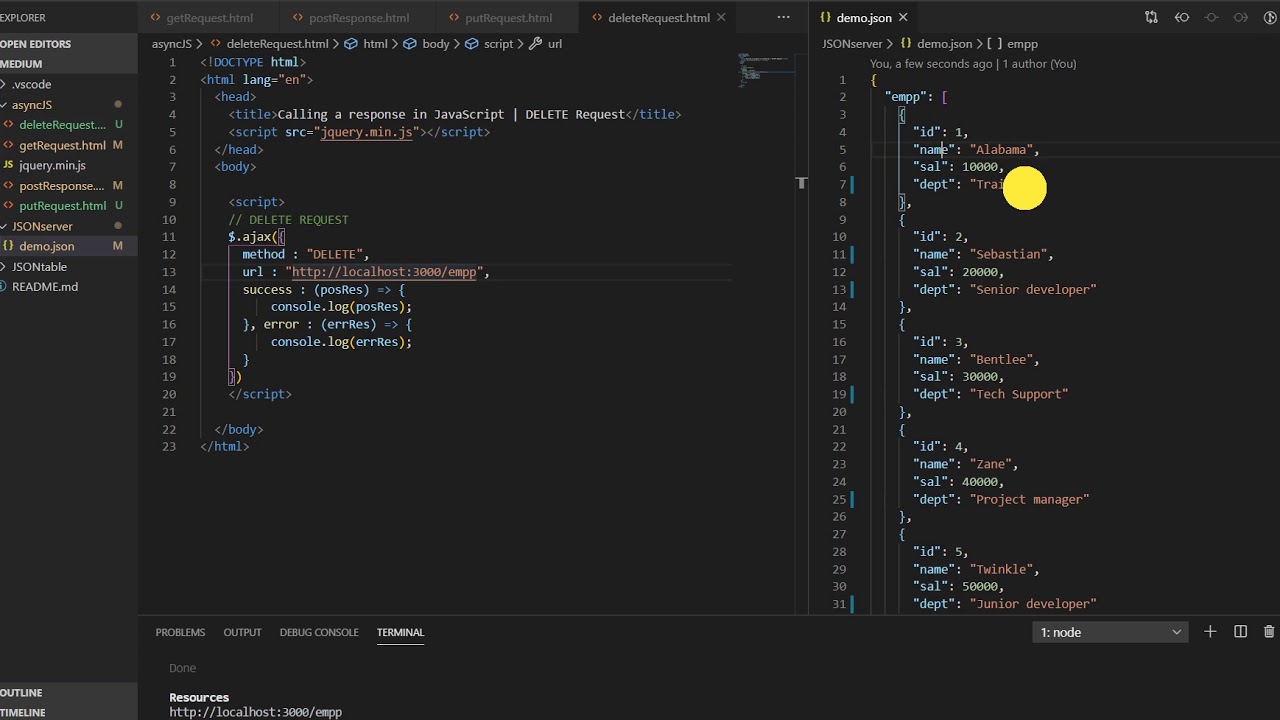 Delete Request In Json Server Youtube