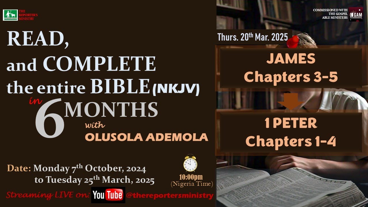 JAMES Chapters 3-5 to 1 PETER Chapters 1-4: READ & COMPLETE THE BIBLE ...