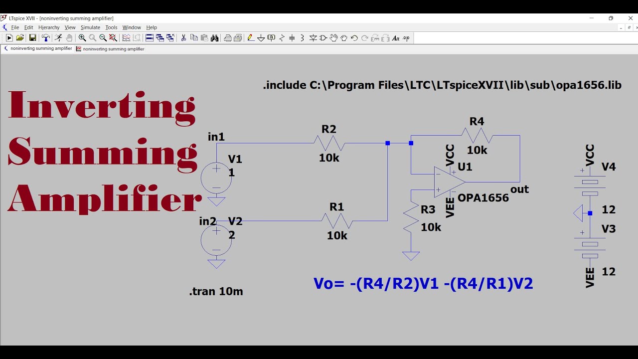 How to Design an Inverting Summing Amplifier - YouTube