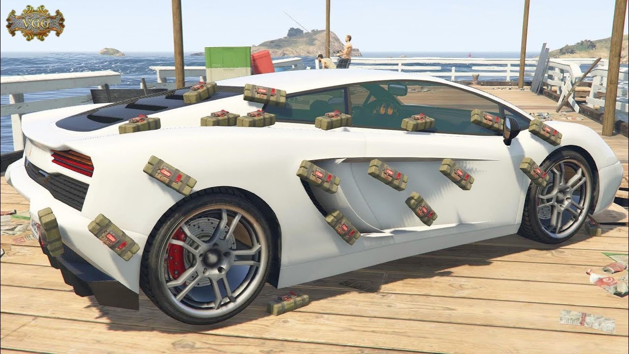 25 Sticky Bombs on Car GTA V - YouTube
