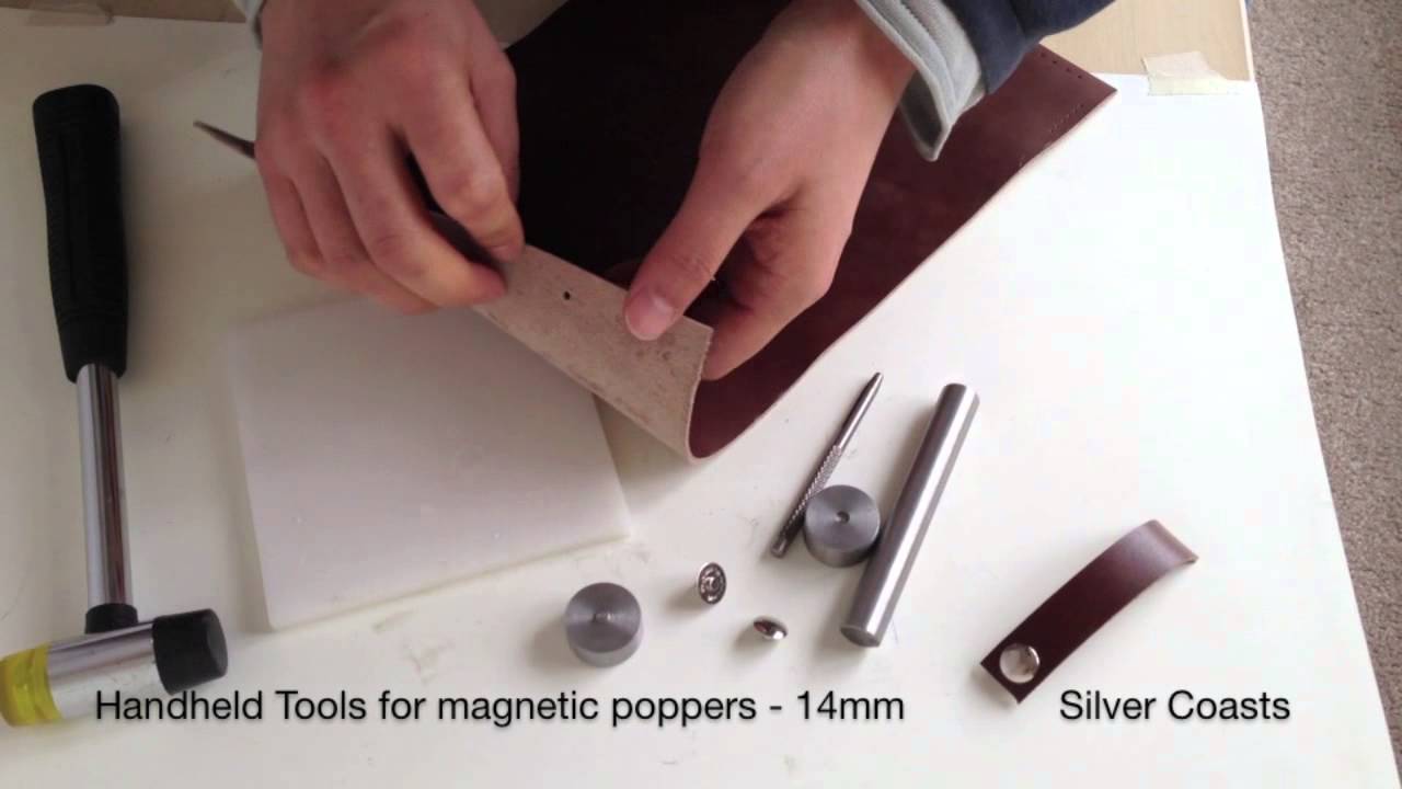 How to use handheld tools to set up magnetic poppers (14mm) -- leather ...