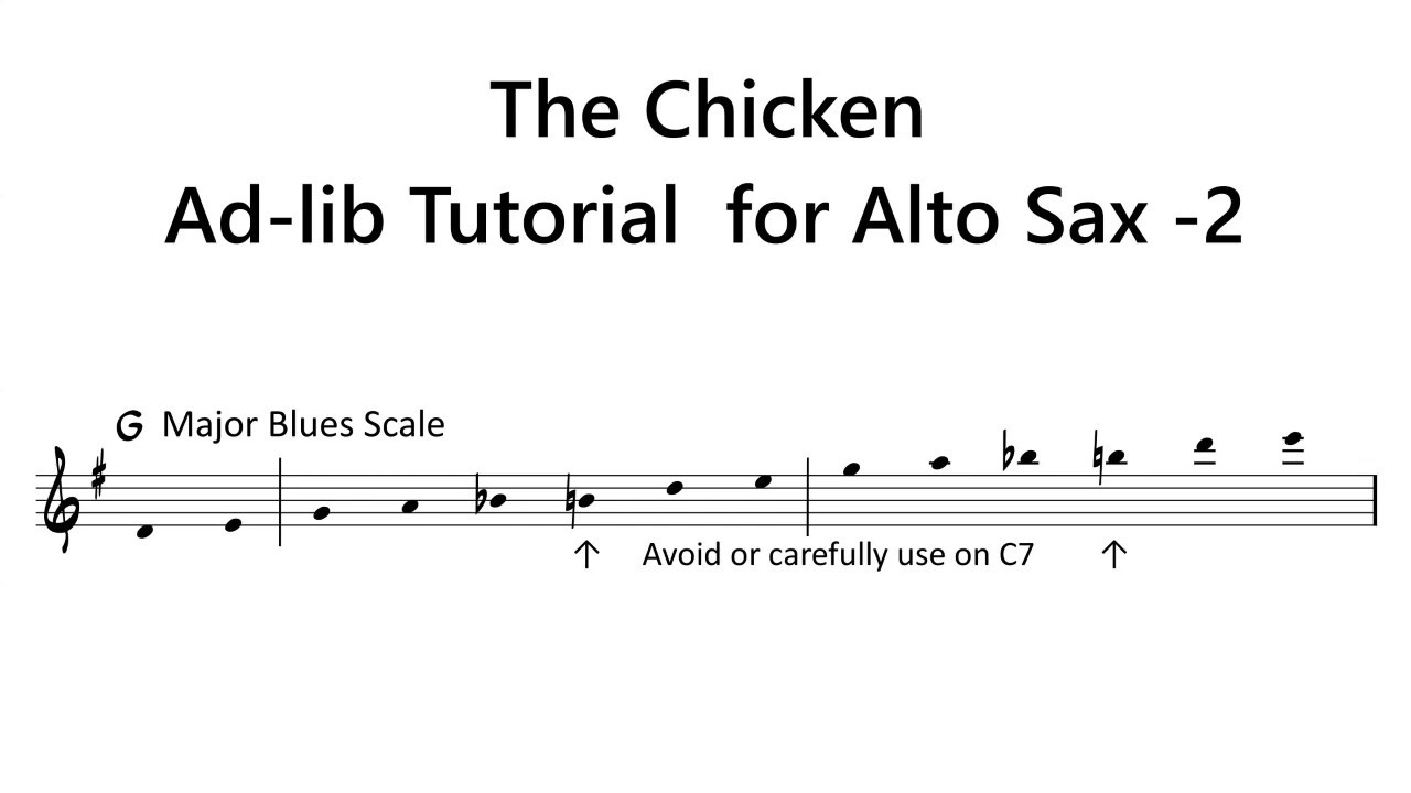 The Chicken Easy Solo Example For Alto Sax 2 Major Blues Scale
