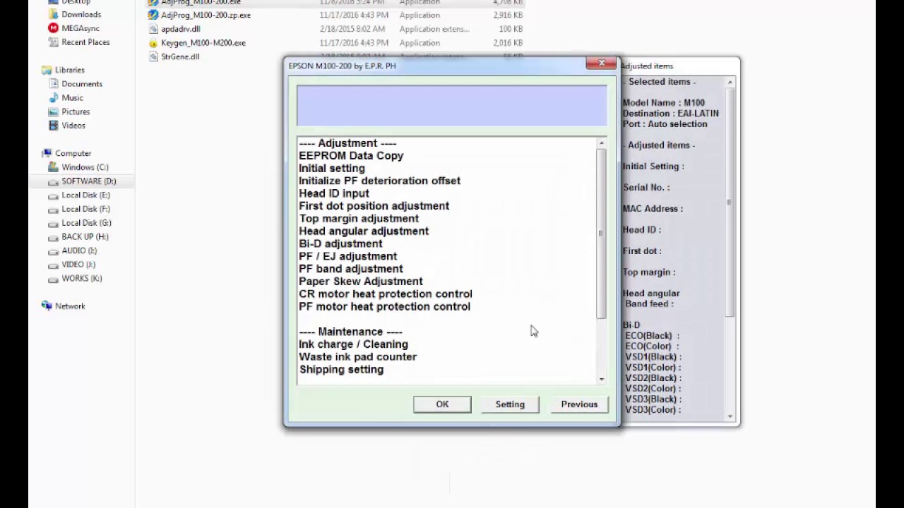 EPSON_M100,M200 Adjustment Program / How To Reset Epson Printer - YouTube