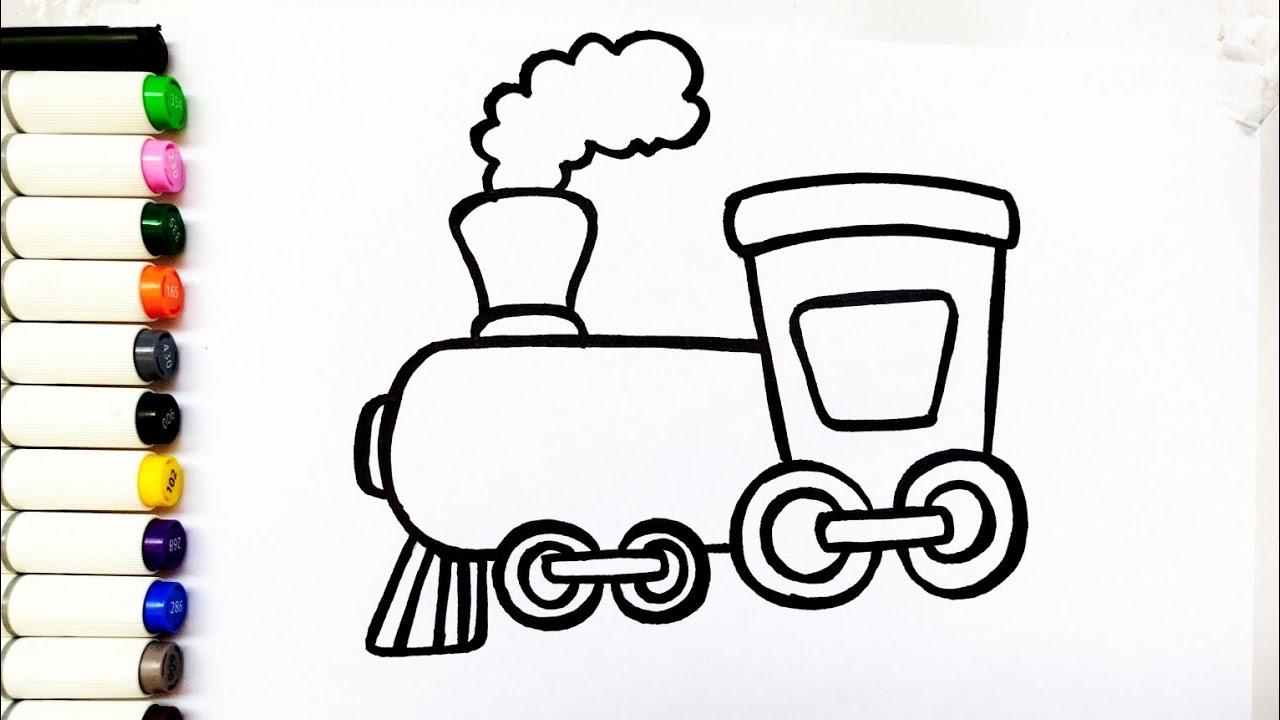 Drawing And Coloring A Cute Train 🚂🌈 Drawings For Kids - YouTube