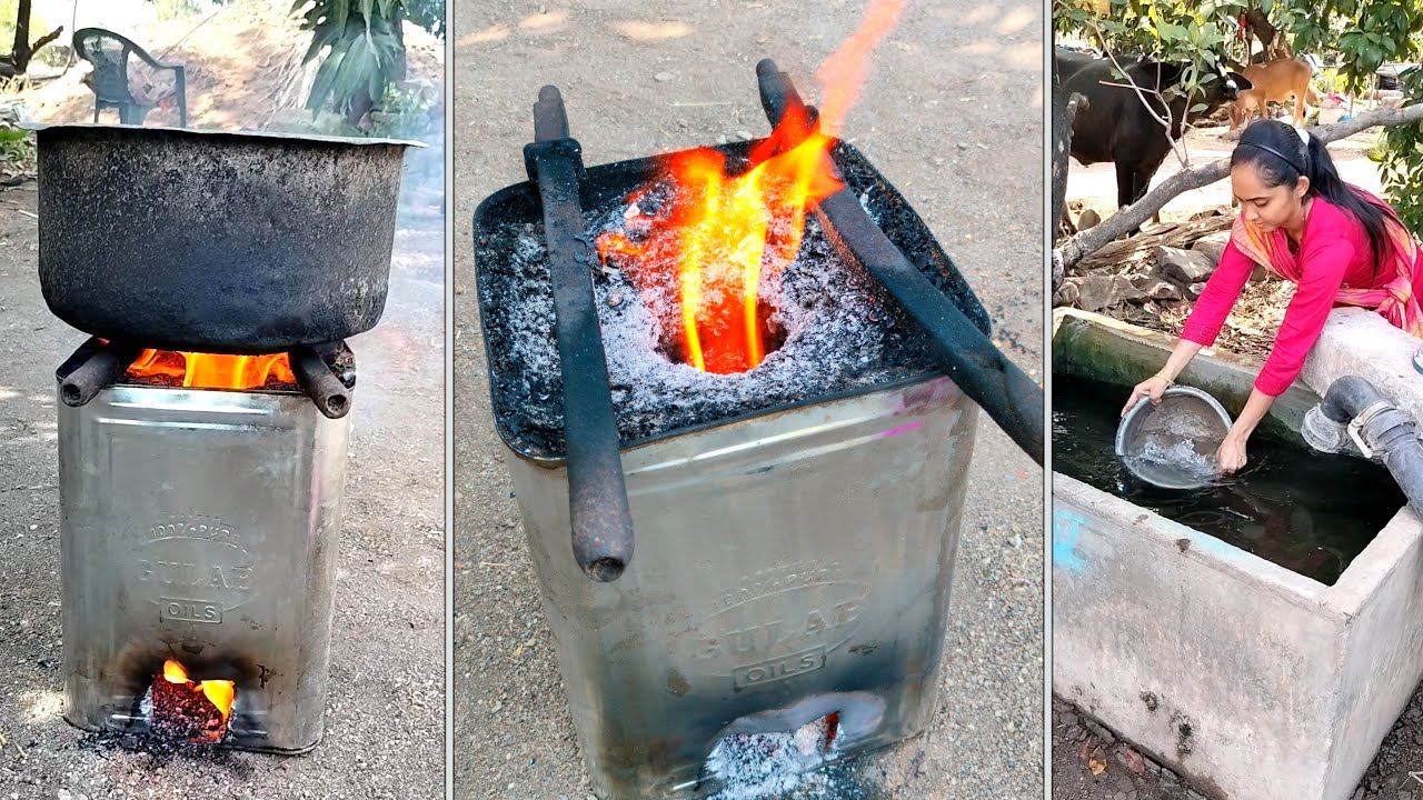 How To Make Wood Stove From Oil Teen - Chulha banane ka tarika - Wood ...