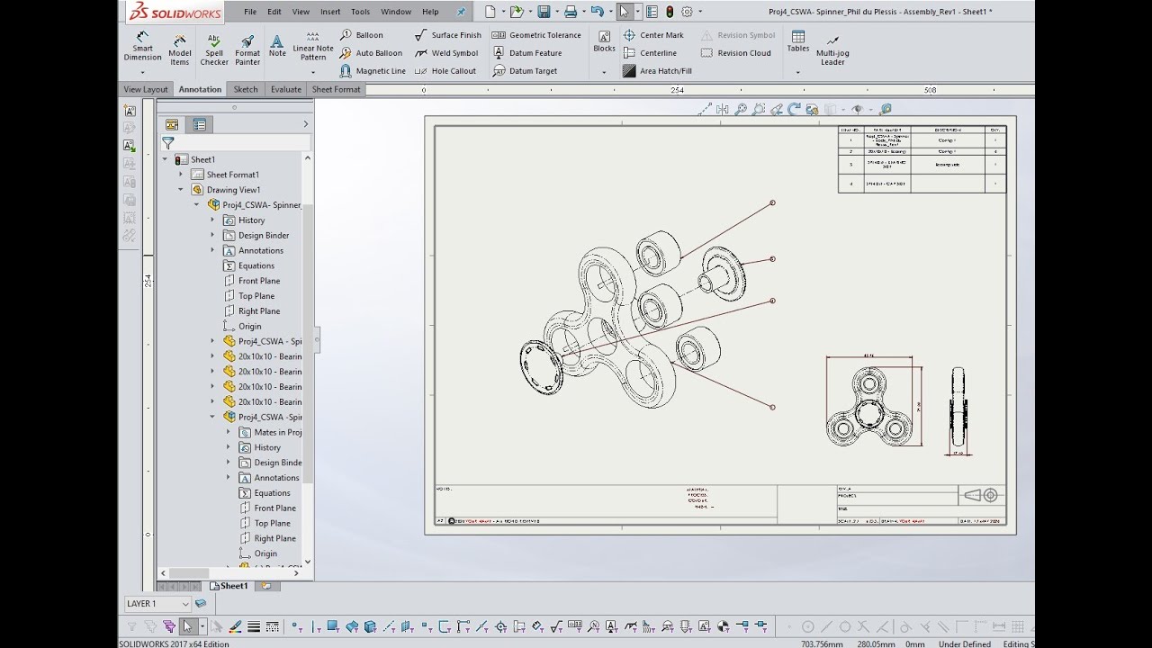 Make it in Solidworks 17.6 - Make an exploded assembly drawing - YouTube