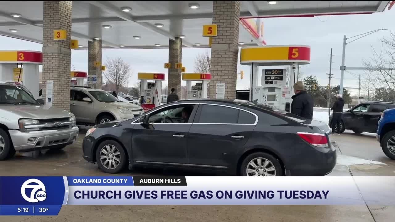 Church gives free gas on Giving Tuesday - YouTube