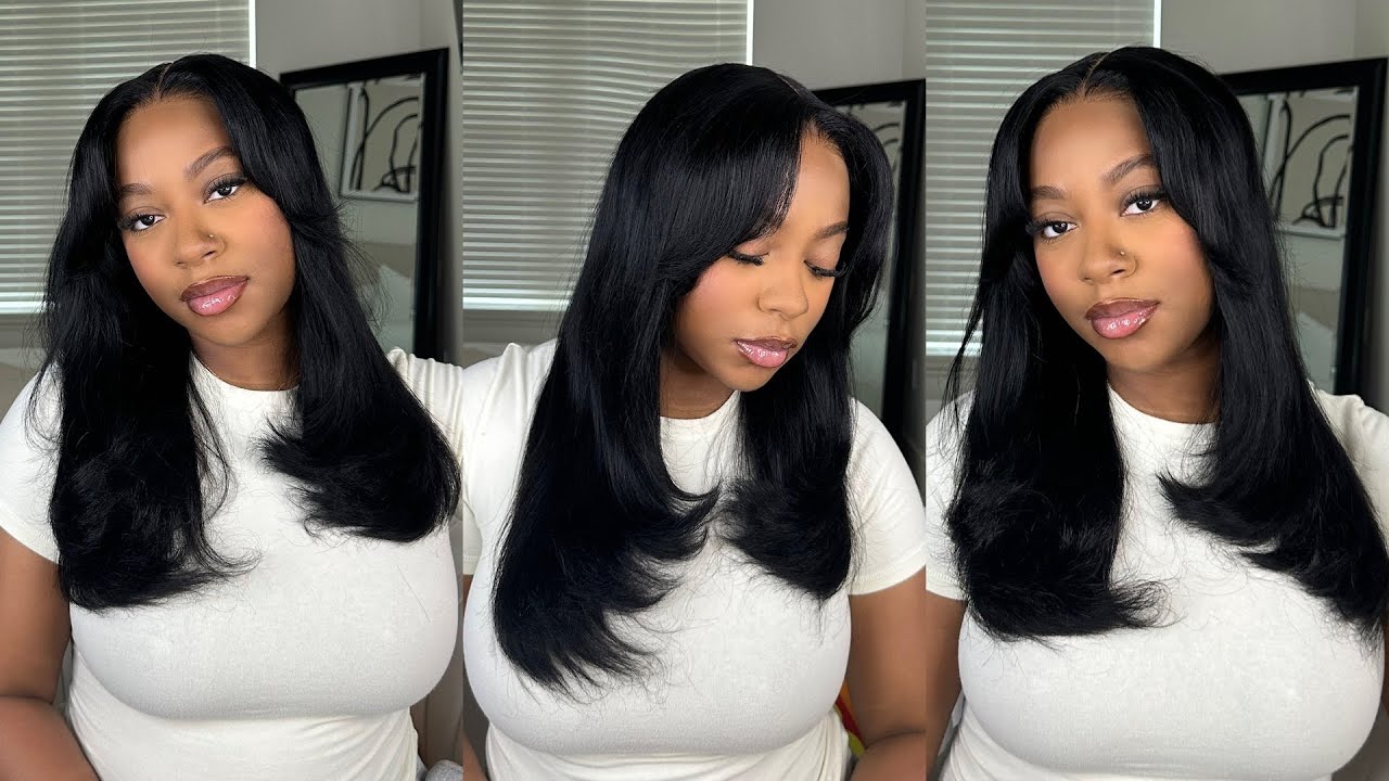 90s LAYERS ️ CURTAIN BANG WIG INSTALL | COMPLETELY GLUELESS AND ...