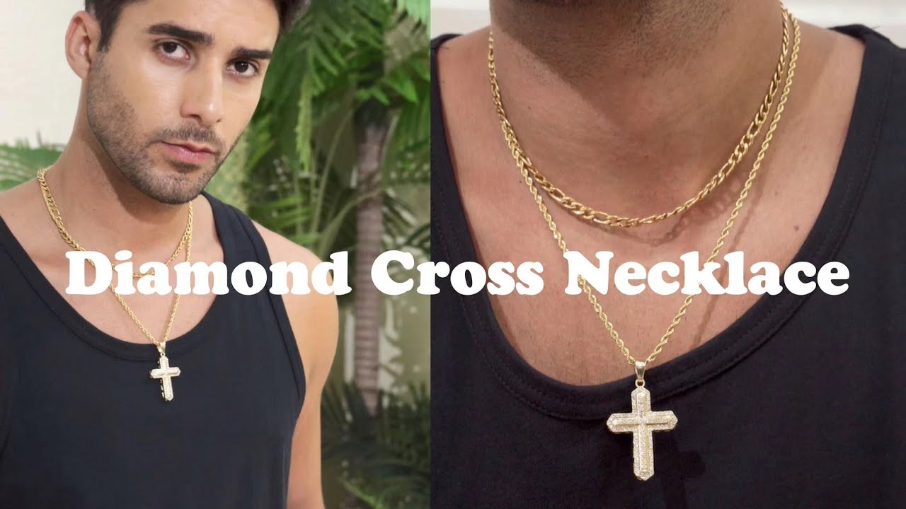 Diamond Cross Necklace For Men 02 ️| Layered Necklace Men Must-haves ...
