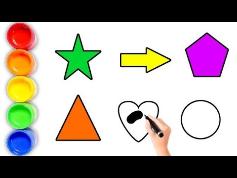 🔼2D shapes drawing activity for kids| How to draw shapes| Colors song ...