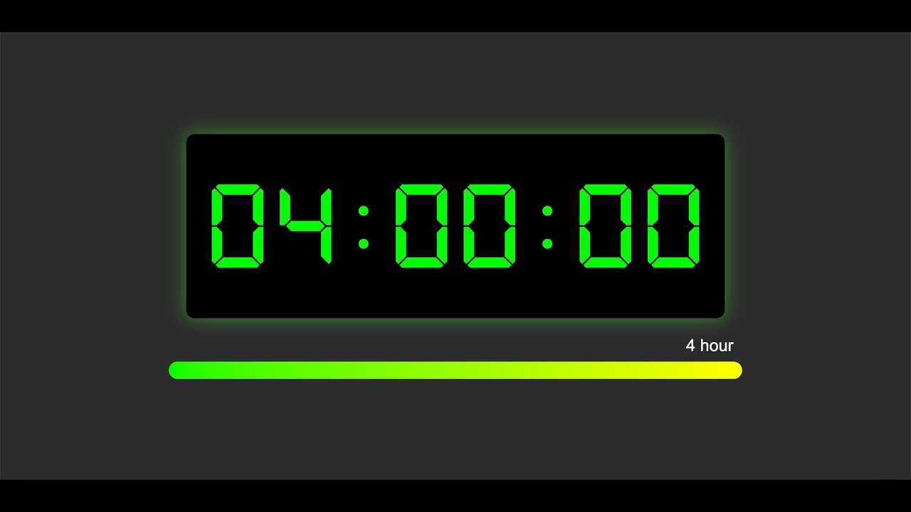 Stopwatch 4 hours | Count Down Timer | No Alarm | Green - YouTube
