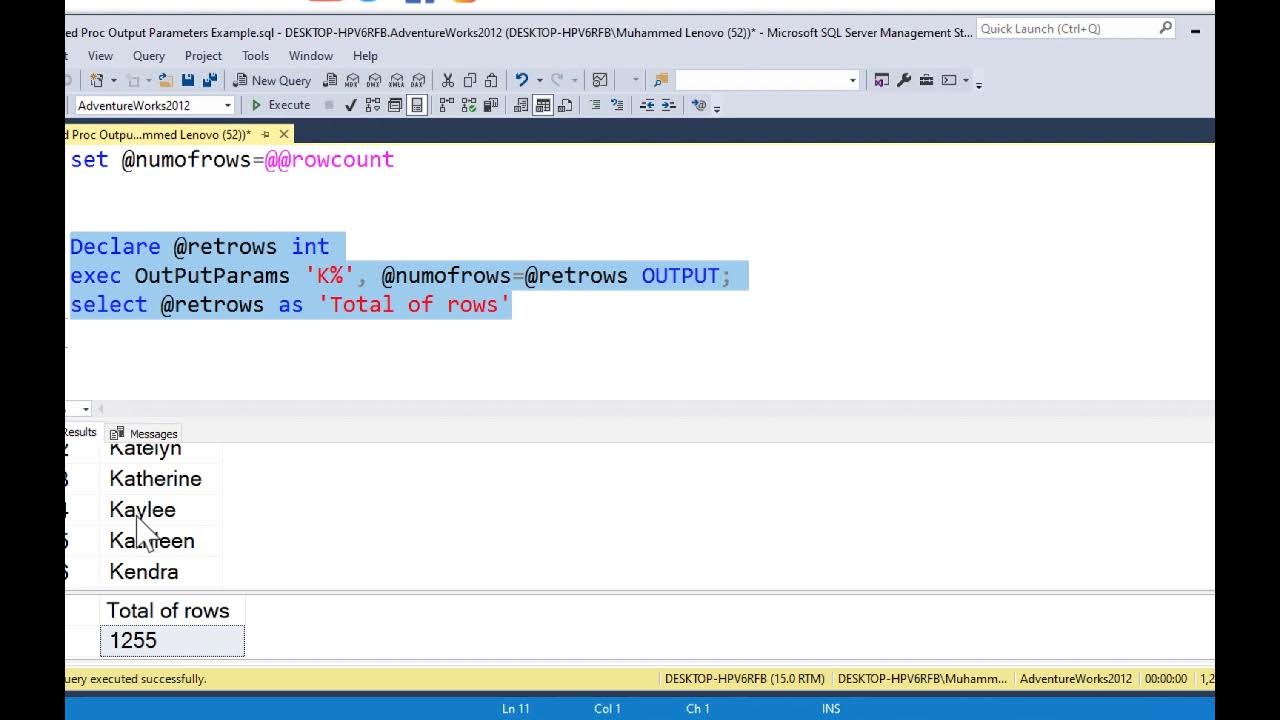 38 Stored Procedures with output parameter Microsoft SQL Server - YouTube