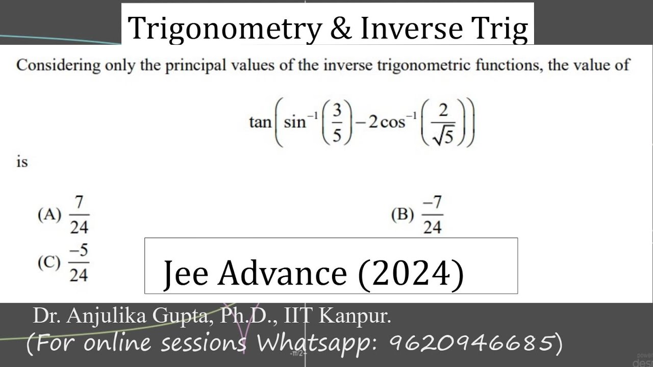 #36 || Inv Trig || Jee Adv 24 || Problem and Solution || - YouTube