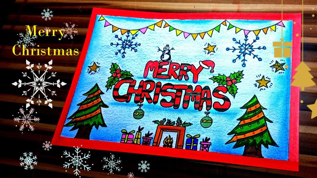 MERRY CHRISTMAS || Easy merry Christmas Drawing || Simple Poster - YouTube