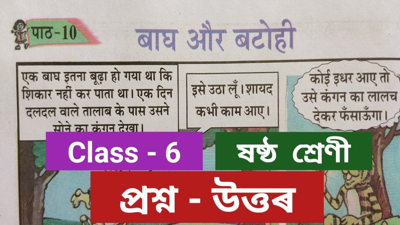 Class 6 Hindi Chapter 10 Question Answer in Assamese Medium // " बाघ और ...
